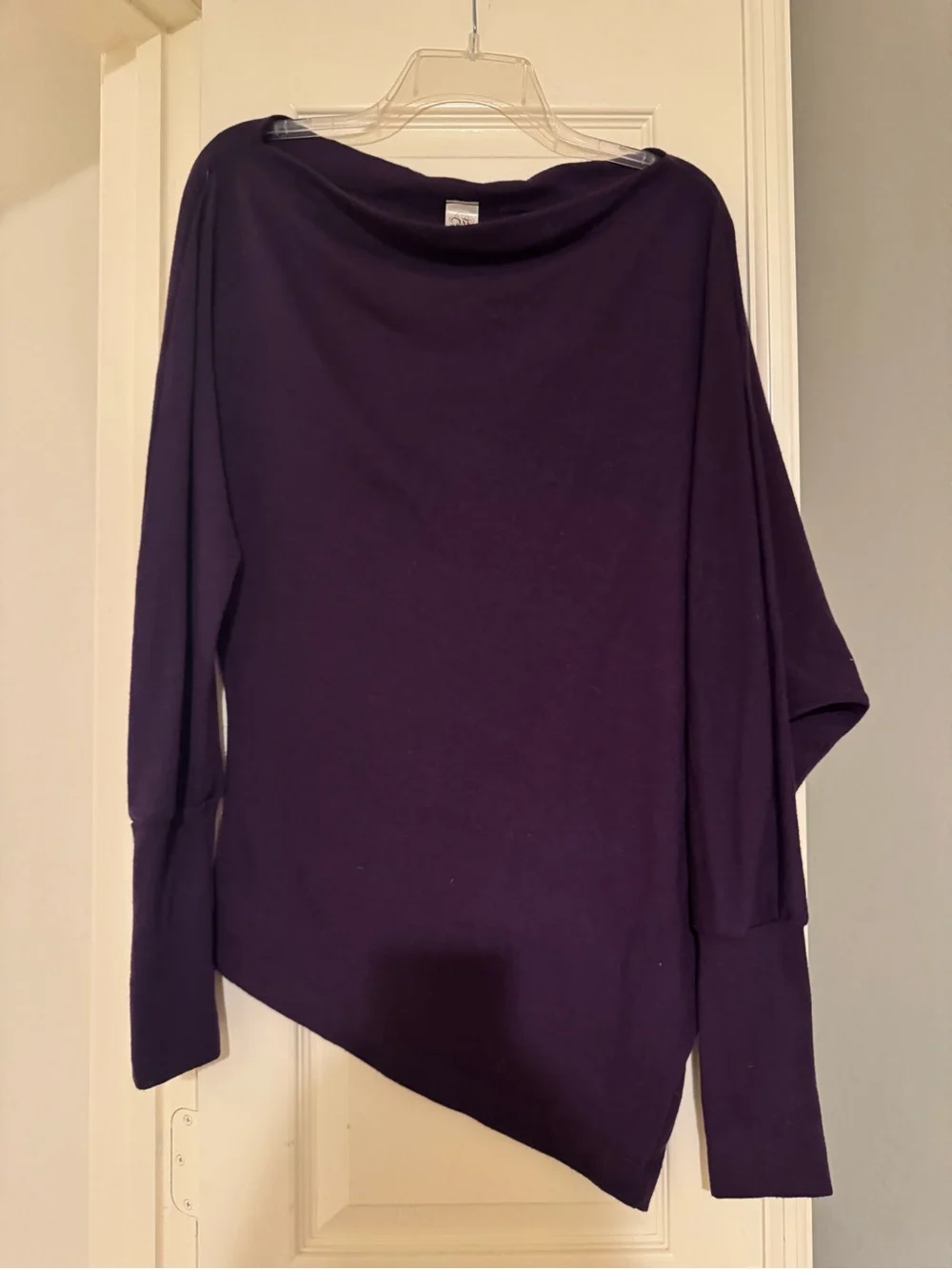Double U | Tops | Deep Purple Long Sleeve Asymmetrical Boatneck Top ...